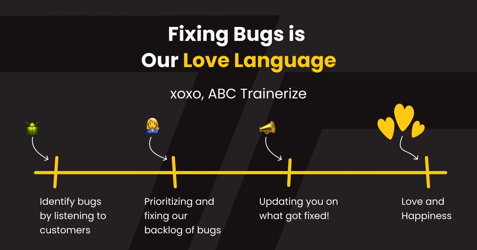 Fixing Bugs is Our Love Language, xoxo ABC Trainerize